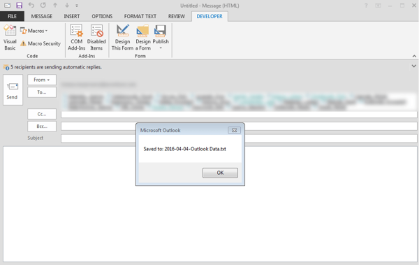 Get Outlook recipients information via VBA (Outlook user data)